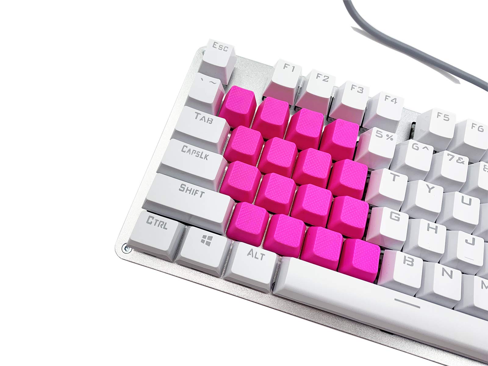 Big Chic Blank TPR Rubber Gaming Keycaps 4 Keys Set 1u for Cherry MX Mechanical Keyboards Compatible OEM (R0, Neon Pink)