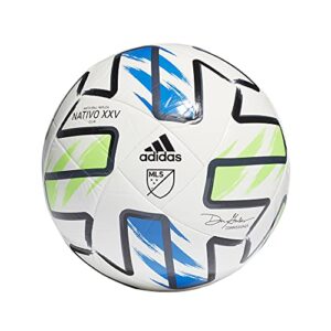 adidas unisex-adult mls nativo xxv club ball, white/solar green/glory blue/black, 4