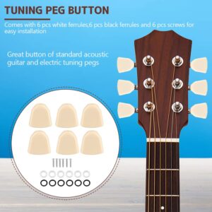 Tuning Peg Button, 6 PCS/ Set Tuning Pegs Machine Heads Acrylic Buttons for Acoustic Electric Guitar(Beige) Guitar Key 10 Mm Head Guitar Tuning Pegs Guitar Tuner Buttons