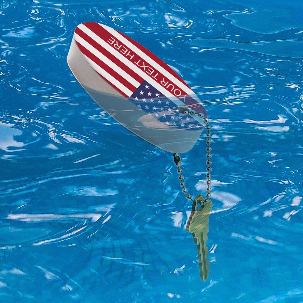 GRAPHICS & MORE American USA Flag Personalized Custom Floating Keychain Oval Foam Fishing Boat Buoy Key Float