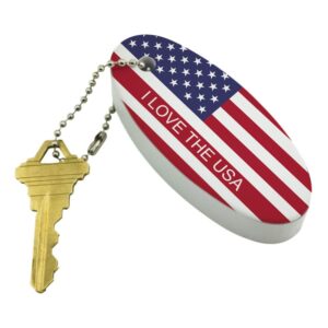 GRAPHICS & MORE American USA Flag Personalized Custom Floating Keychain Oval Foam Fishing Boat Buoy Key Float