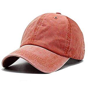 Aedvoouer Men Women Baseball Cap Vintage Washed Distressed Hats Twill Plain Adjustable Dad-Hat,BC-Orange