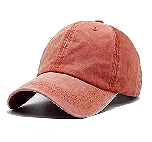 Aedvoouer Men Women Baseball Cap Vintage Washed Distressed Hats Twill Plain Adjustable Dad-Hat,BC-Orange