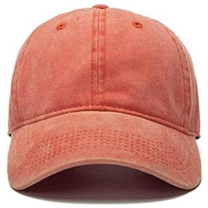 Aedvoouer Men Women Baseball Cap Vintage Washed Distressed Hats Twill Plain Adjustable Dad-Hat,BC-Orange