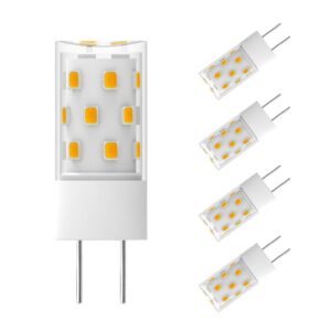 taiyaloo gy6.35 led bulb 5w equivalent to 50w bi-pin base halogen bulb, ac/dc 12v warm white 3000k for pendant light, chandelier, desk light, accent lights, landscape lighting, non-dimmable (4 pack)