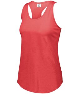 augusta sportswear girls lux tri-blend tank, red heather, l