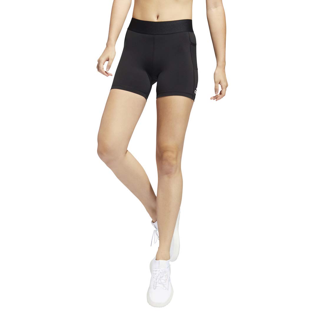 adidas womens Alphaskin Shorts Tights Black/White Medium 4"