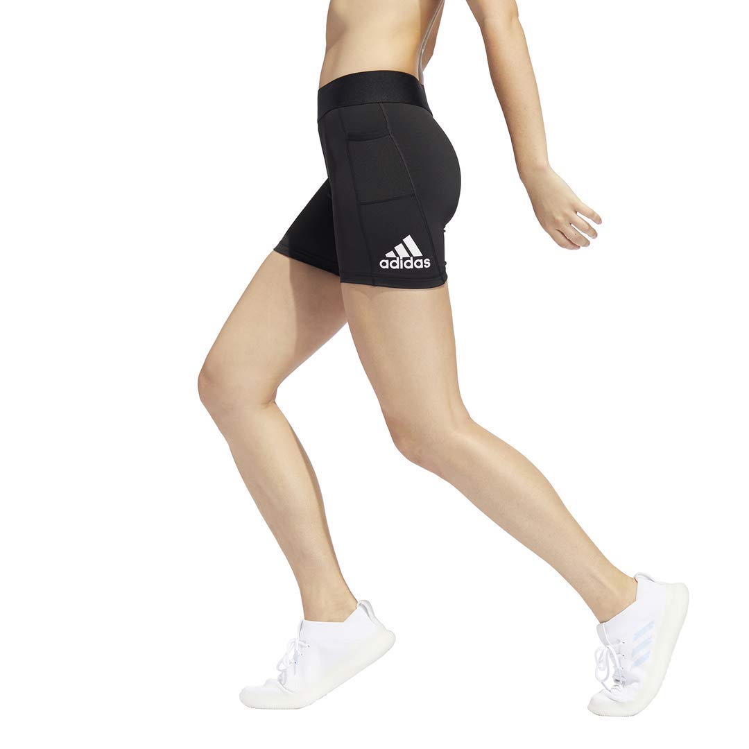 adidas womens Alphaskin Shorts Tights Black/White Medium 4"