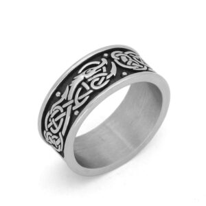 guoshuang nordic viking amulet drgon dreki scandinavian jormungand pendant rings stainless steel with valknut rune gift bag