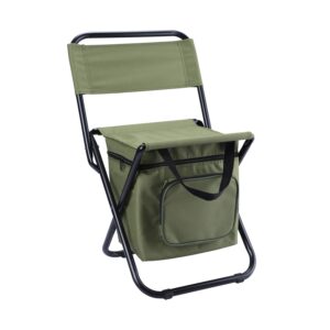 leadallway fishing chair with cooler bag foldable compact fishing stool,green