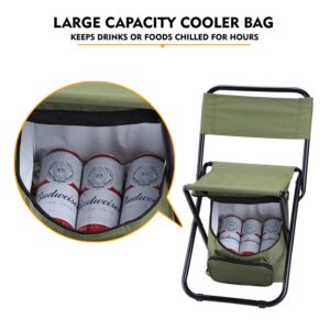 LEADALLWAY Fishing Chair with Cooler Bag Foldable Compact Fishing Stool,Green