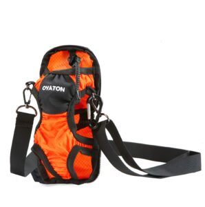 oyaton water bottle holder with adjustable shoulder strap, portable bottle carrier sling bag folds into pouch for easy storage, perfect for walking, hiking, yoga, gym, kayaking and travel (orange)