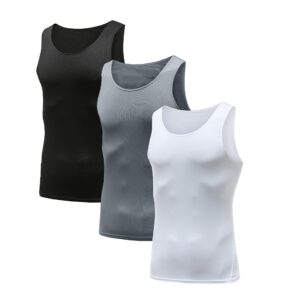 hibety men's 3 packs sleeveless compression tank top,baselayer cool dry compression shirts(black/gray/white-03-l)