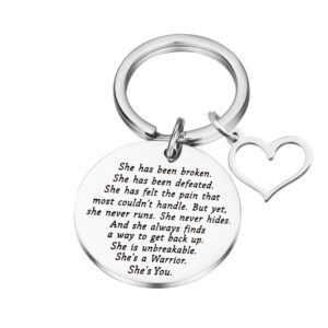 lywjyb birdgot cancer survivor gift she is unbreakable she's a warrior she's you cancer fighter gift cancer awareness inspirational gifts for women (she is you heart key)