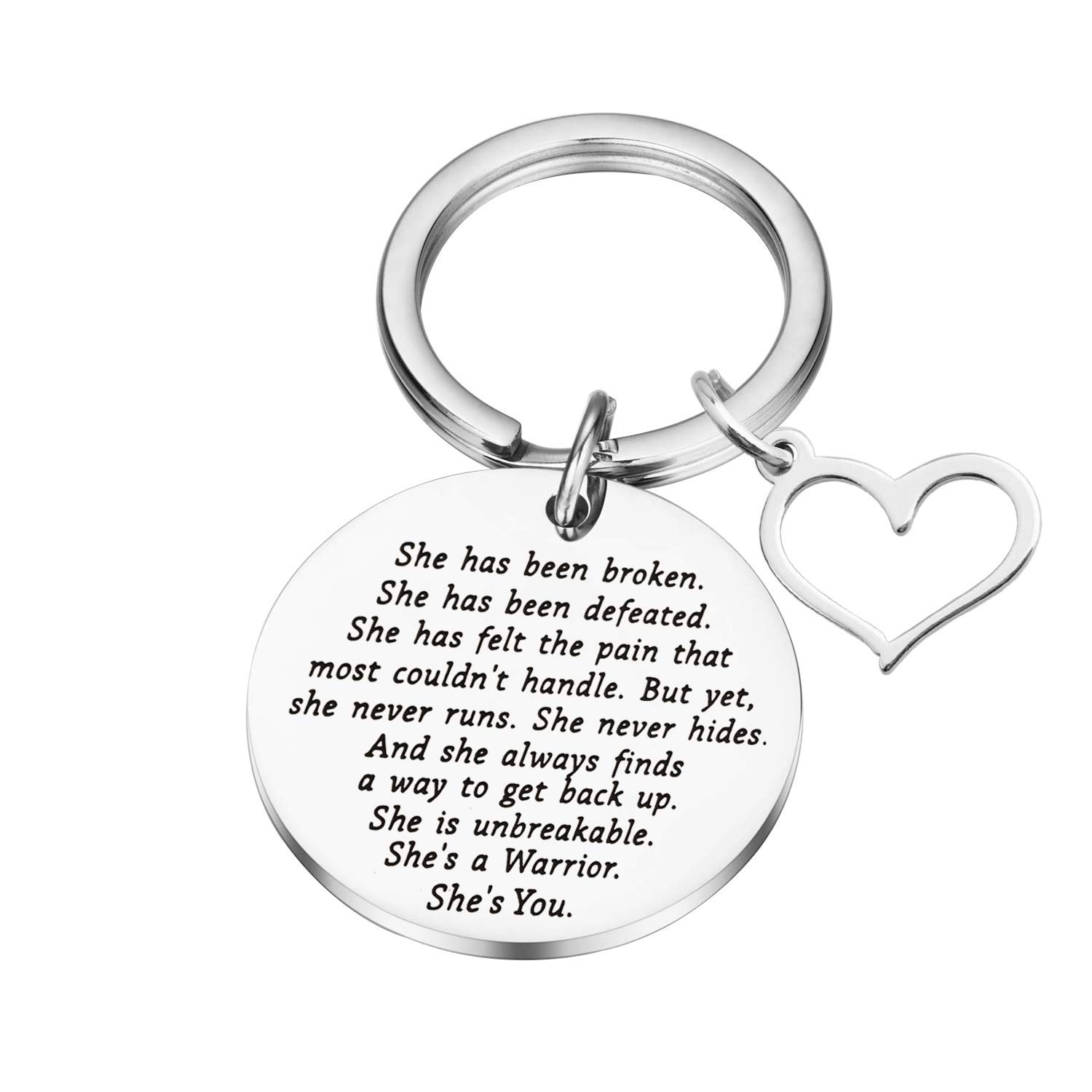 Lywjyb Birdgot Cancer Survivor Gift She Is Unbreakable She's A Warrior She's You Cancer Fighter Gift Cancer Awareness Inspirational Gifts for Women (She is You heart key)