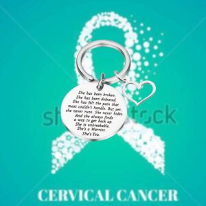 Lywjyb Birdgot Cancer Survivor Gift She Is Unbreakable She's A Warrior She's You Cancer Fighter Gift Cancer Awareness Inspirational Gifts for Women (She is You heart key)