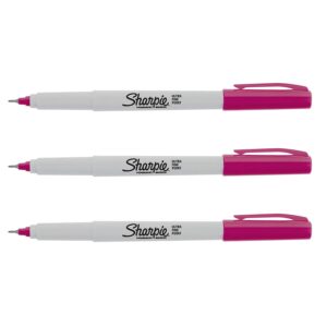 sharpie permanent marker, ultra fine point, berry, 3-count