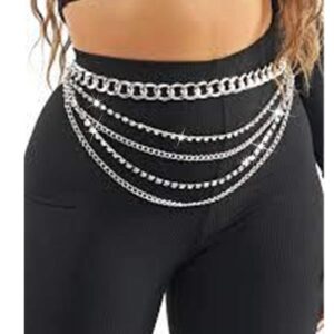 victray women's sparkly body chains silver rhinestone waist chain belly body chains fashion waist jewelry