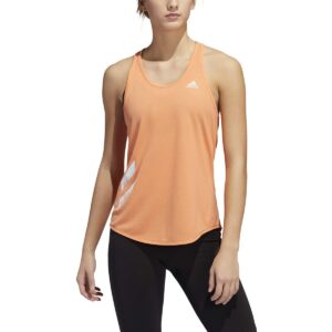 adidas women's run it 3-stripe tank, amber tint, large