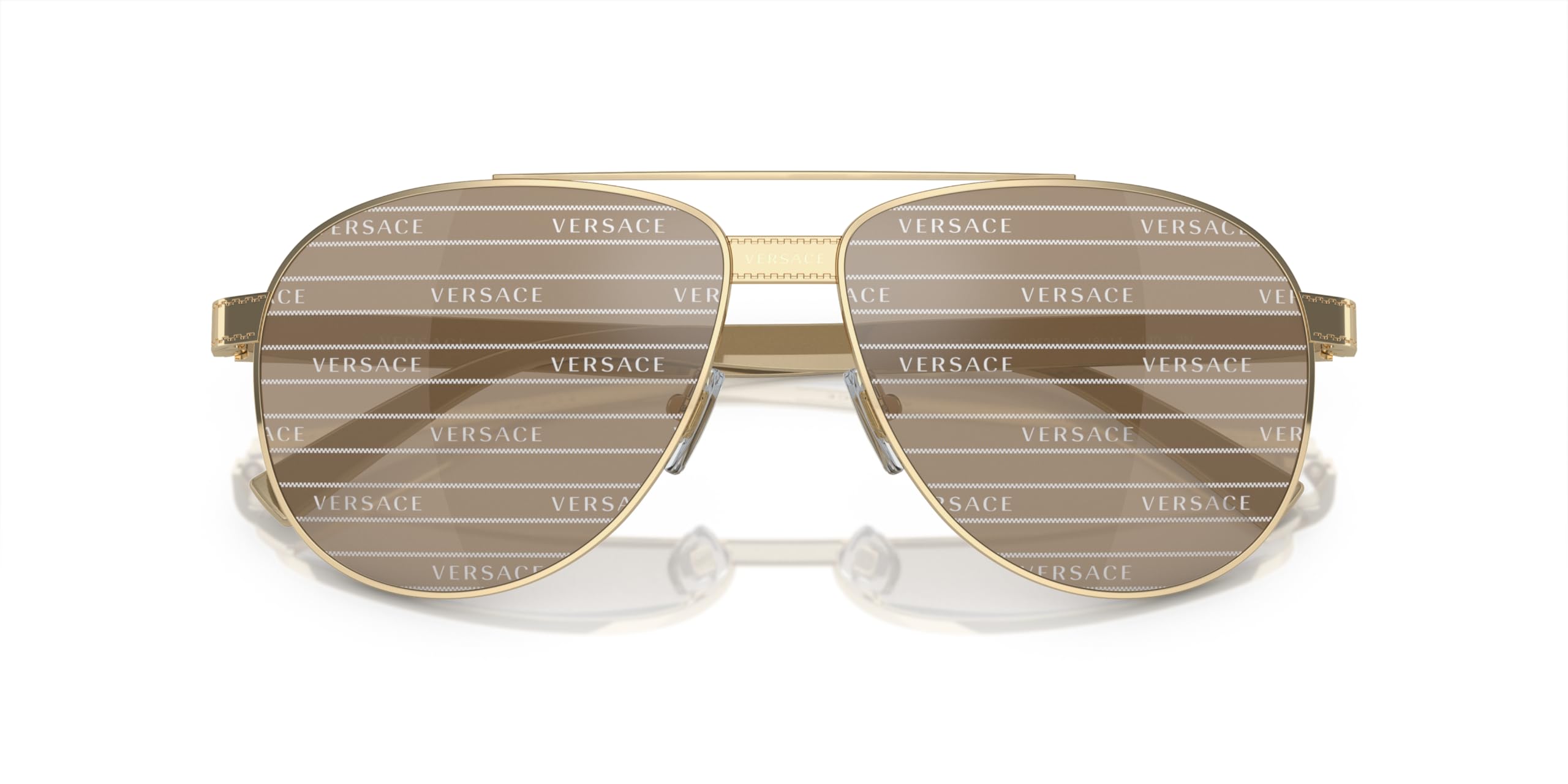 Versace Man Sunglasses Pale Gold Frame, Brown Tampo Lenses, 58MM