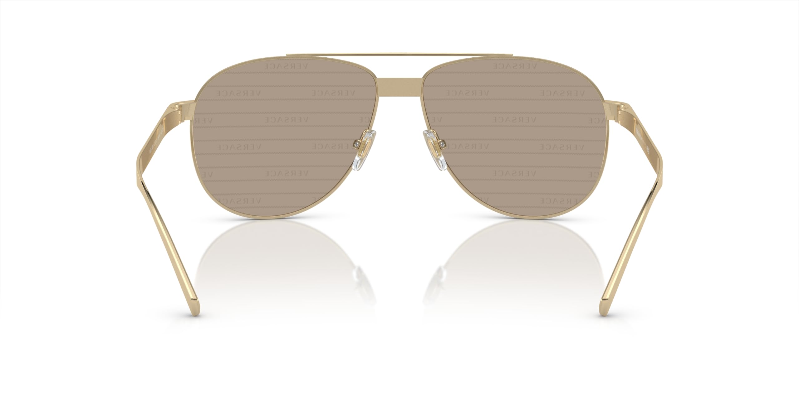 Versace Man Sunglasses Pale Gold Frame, Brown Tampo Lenses, 58MM