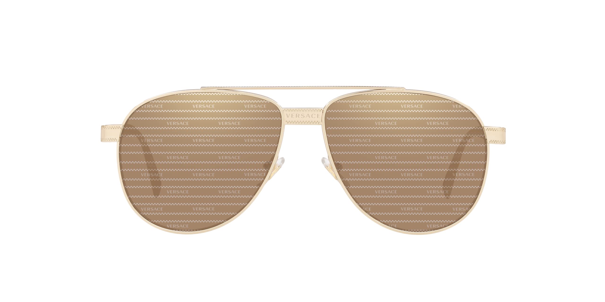 Versace Man Sunglasses Pale Gold Frame, Brown Tampo Lenses, 58MM