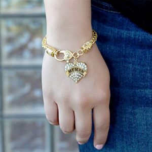 Inspired Silver - Memaw Braided Bracelet for Women - Gold Pave Heart Charm Bracelet with Cubic Zirconia Jewelry