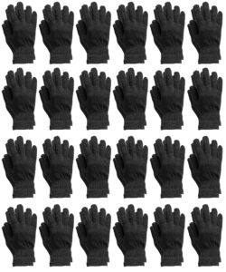 yacht & smith wholesale bulk winter gloves for men woman, bulk pack warm winter thermal gloves (24 pairs black)