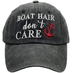 women's baseball cap embroidered boat hair don't care vintage distressed dad hat