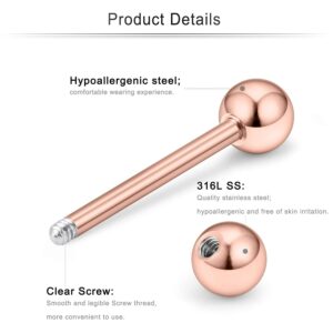 Cisyozi 14G Nipple Piercing Jewelry Tongue Rings for Women 14 Gauge Stainless Surgical Steel Rose Gold Nipple Tongue Ring Diamond Nipple Barbells Bar Nipple Hoops Rings Nipple Piercings Jewelry Women