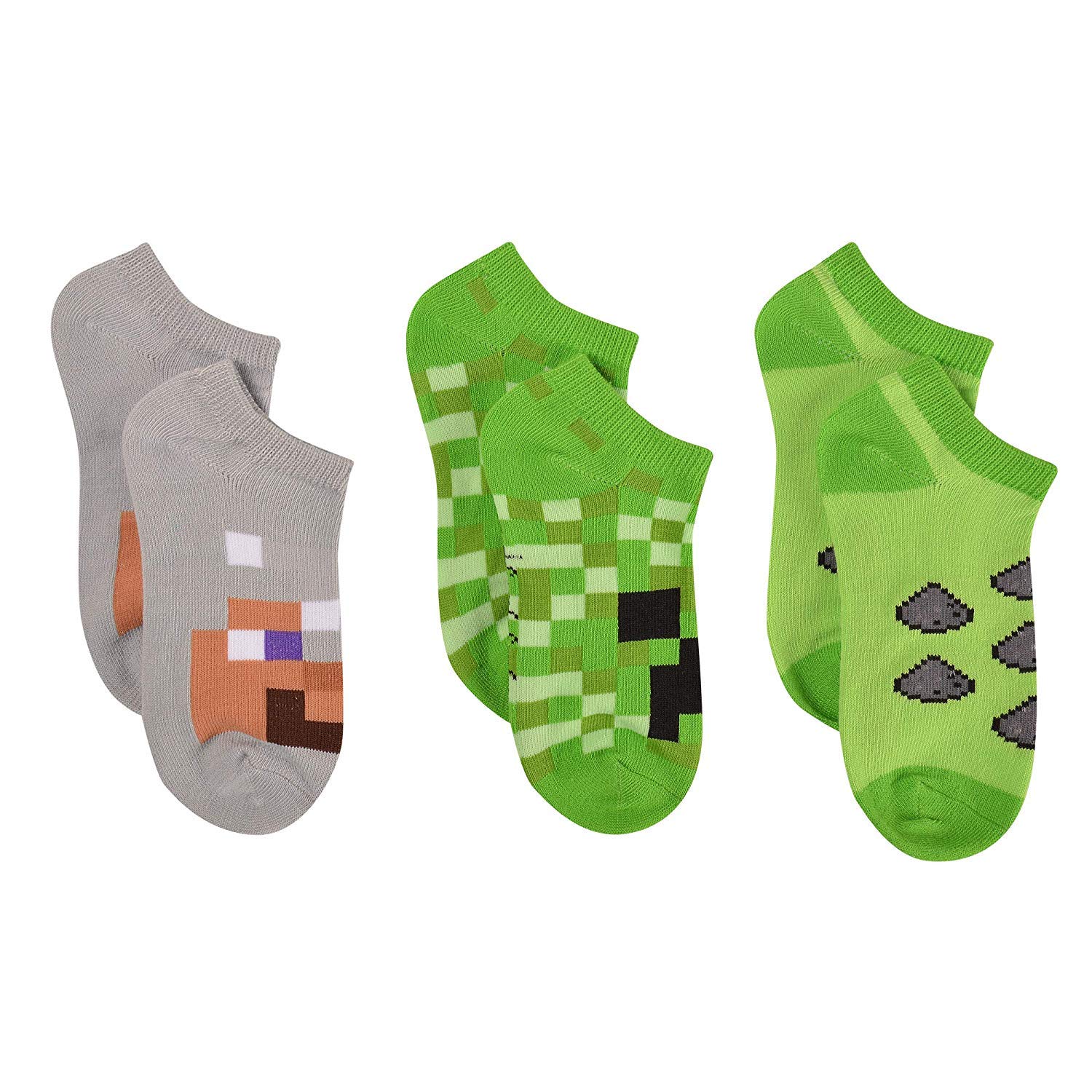 Minecraft Boys' Little Low Cut Socks, 6 Pair Pack, Multi, Small