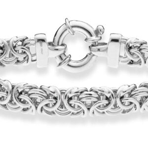 Miabella Italian 925 Sterling Silver 9mm Classic Byzantine Link Chain Bracelet for Women, Handmade in Italy (Length 7.5 Inches (average size))