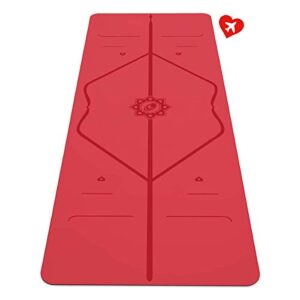 liforme love travel yoga mat- free yoga bag, patented alignment system, warrior-like grip, non-slip, eco-friendly, ultra-lightweight, sweat resistant, long, wide and thick (red)