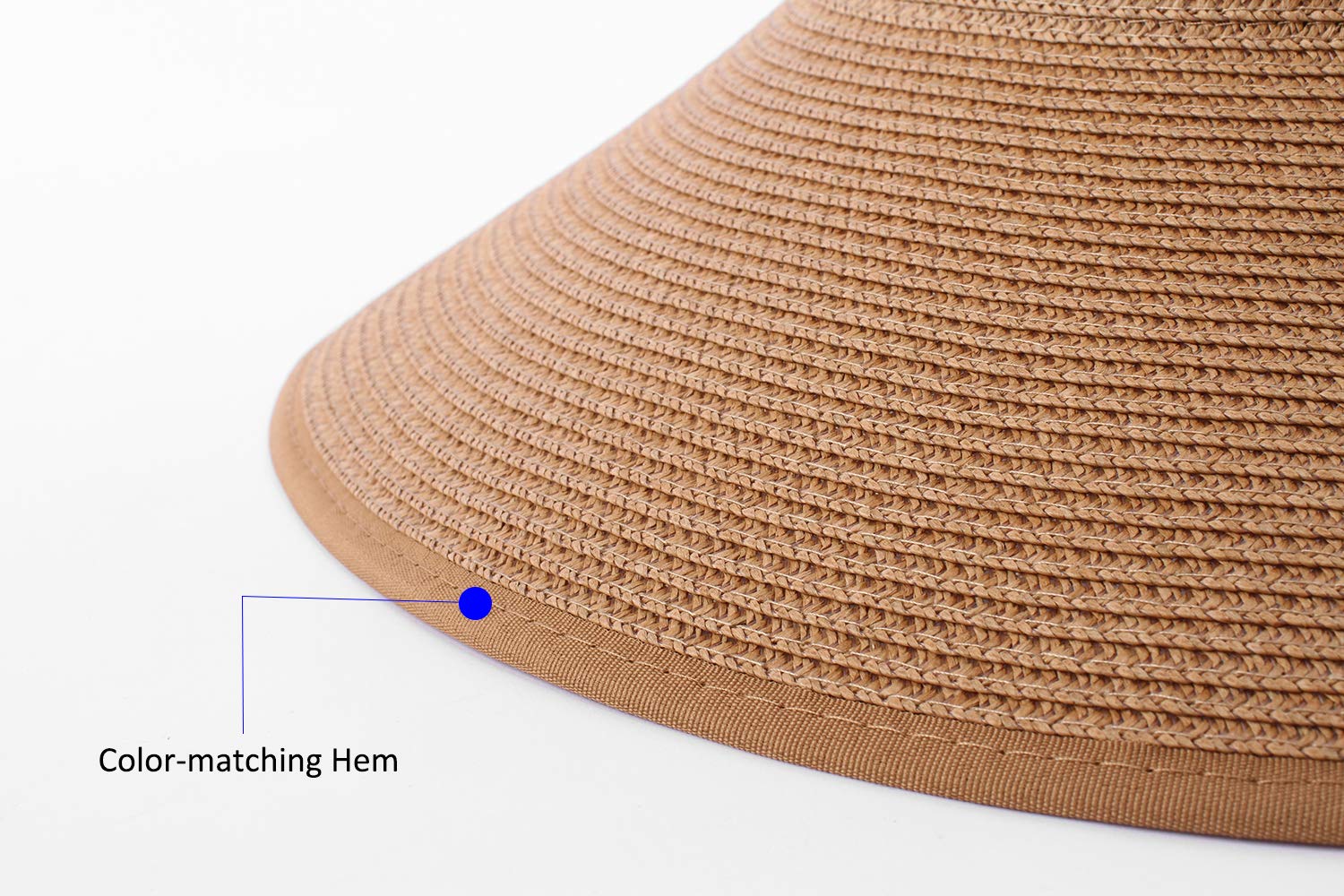 Women Sun Visors Foldable Straw Hats Summer Beach Packable Hat Floppy Wide Brim Cap Big Heads Sombrero (Black+Khaki)