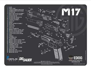 edog m17 gun cleaning mat - schematic (exploded view) diagram compatible with sig sauer m 17 series pistol 3 mm padded pad protect your firearm magazines bench surfaces gun oil solvent resistant