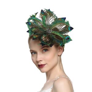 vimaro peacock fascinator hat, peacock fascinators for women, tea party kentucky derby hats for women