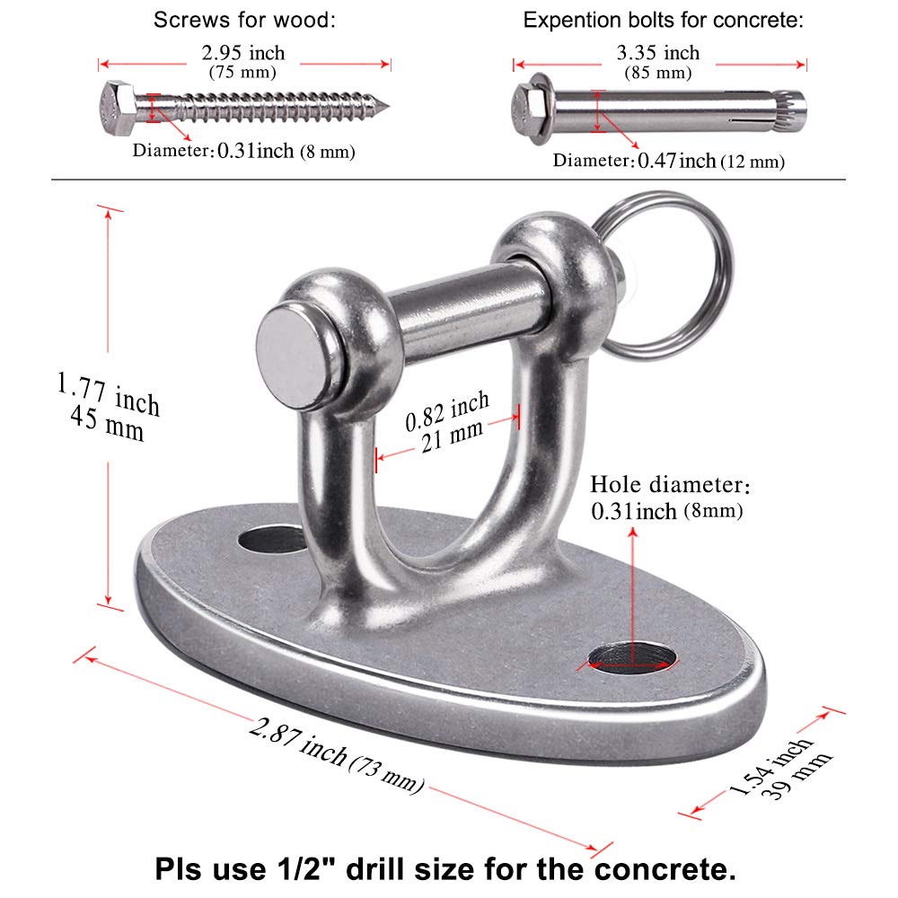 SELEWARE 1000 lb Capacity Wall Ceiling Mount Bracket for Suspension Strap Trainer, Suspension Kit for Yoga Swing, Hanging Hardware for Battle Ropes, Woss Suspension, Olympic Rings, Gym Accessories