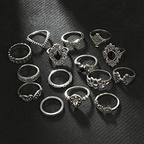 BERYUAN Rings Black Rings Goth Rings for Women Rings Womens Rings Cute Rings Stackable Rings Set（12Pcs(Rings Size 5,5.5,6.5,7,7.5,8.5)