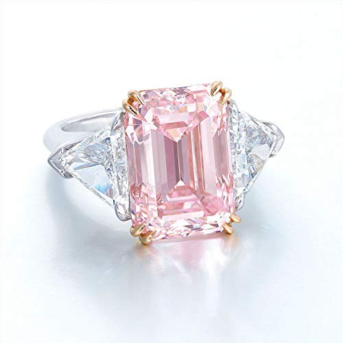 Clearance Fxbar Pink Gemstone Jewelry For Women Romantic Cubic Zirconia Bridal Engagement Wedding Ring Gift (Pink,7)