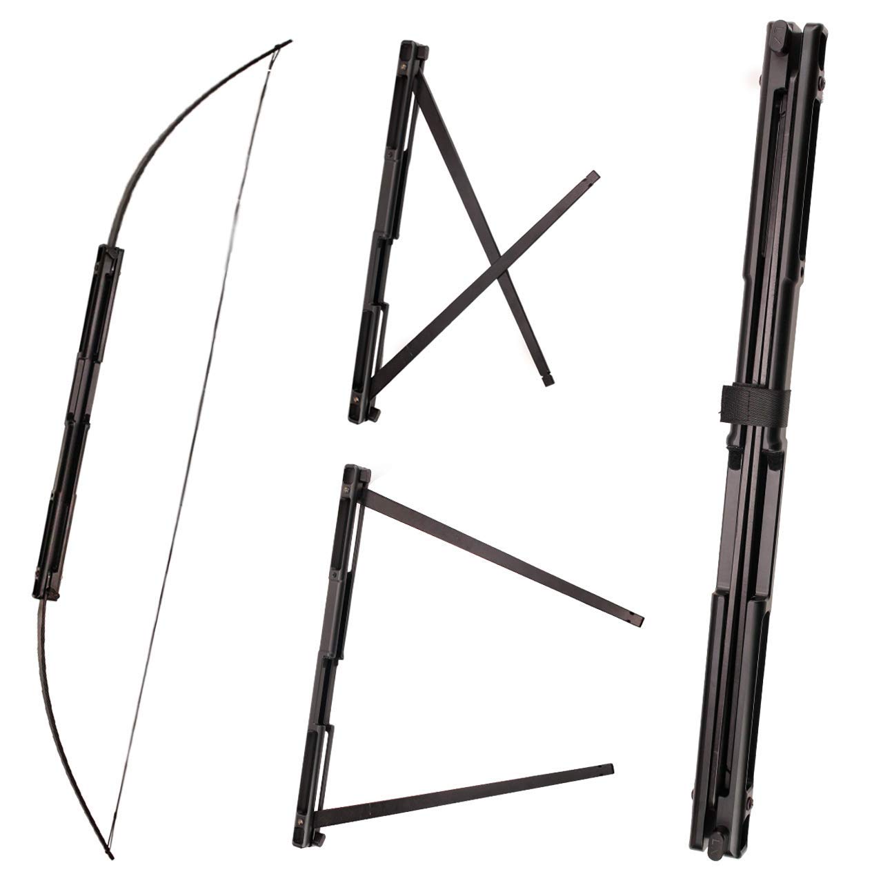 SinoArt 59" Folding Bow Black Alloy Archery Bow Right Hand for Hunting or Target (55Lbs)