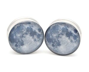 mystic metals body jewelry large gauge full moon picture plugs - sold as a pair (1-1/2" (38mm))