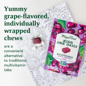 MegaFood Kids One Daily Multivitamin Soft Chews - Kids Vitamins with Vitamin B, Vitamin C, Vitamin D & Vitamin E - Age 4+, Vegetarian, Made Without 9 Food Allergens - Grape Flavor - 30 Chews