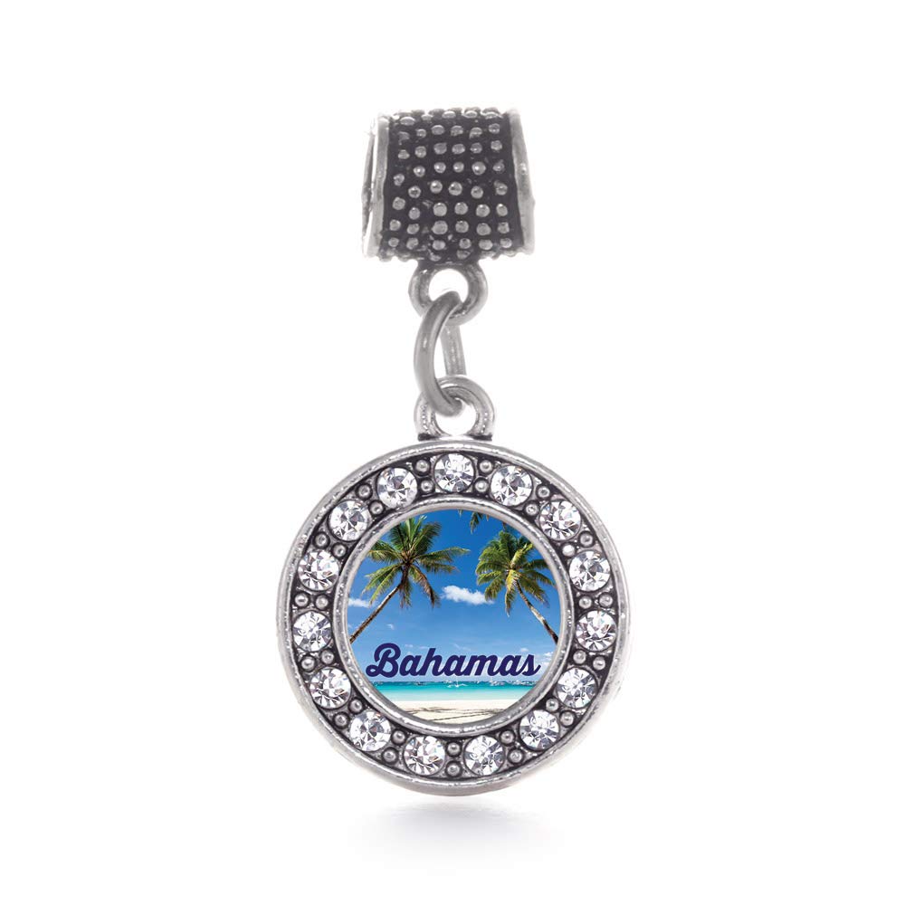 Inspired Silver - Bahamas Memory Charm for Women - Silver Circle Charm for Bracelet with Cubic Zirconia Jewelry