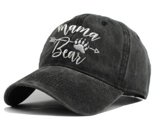 lokidve women's mama bear arrow baseball hat embroidered washed denim mom cap