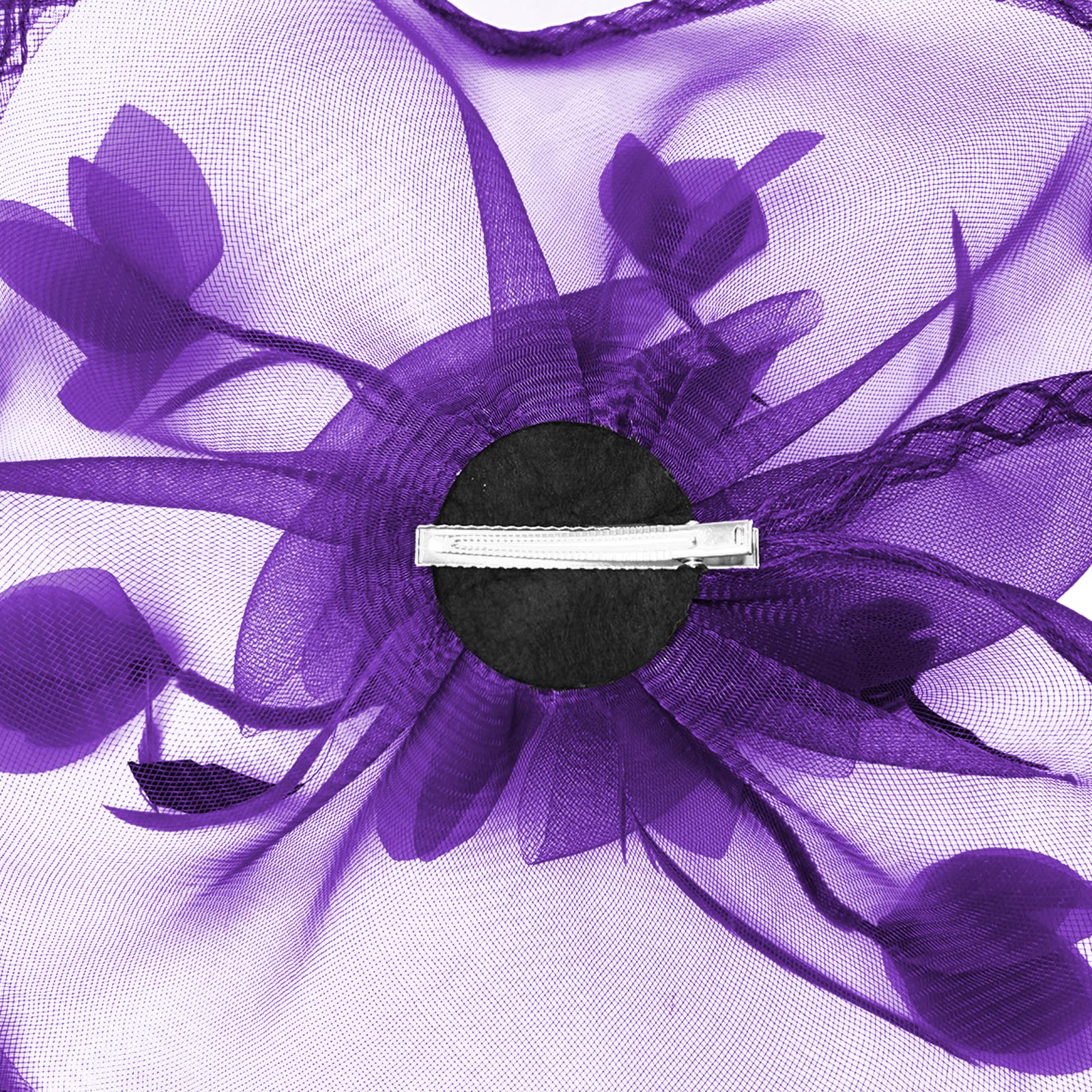 TS Fascinators Hat Mesh Floral Feather Fascinator Headband for Wedding Cocktail Tea Party or Special Occasion(Purple)