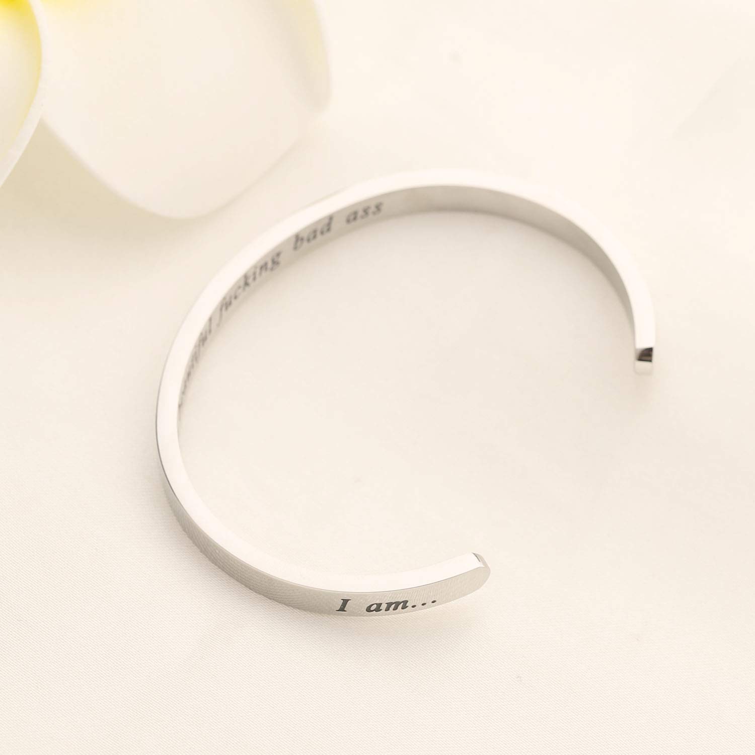 bobauna I Am Beautiful Fucking Badass Cuff Bangle Bracelet Motivationa Secret Message Jewelry Inspirational Gift For Her (fucking badass bracelet)