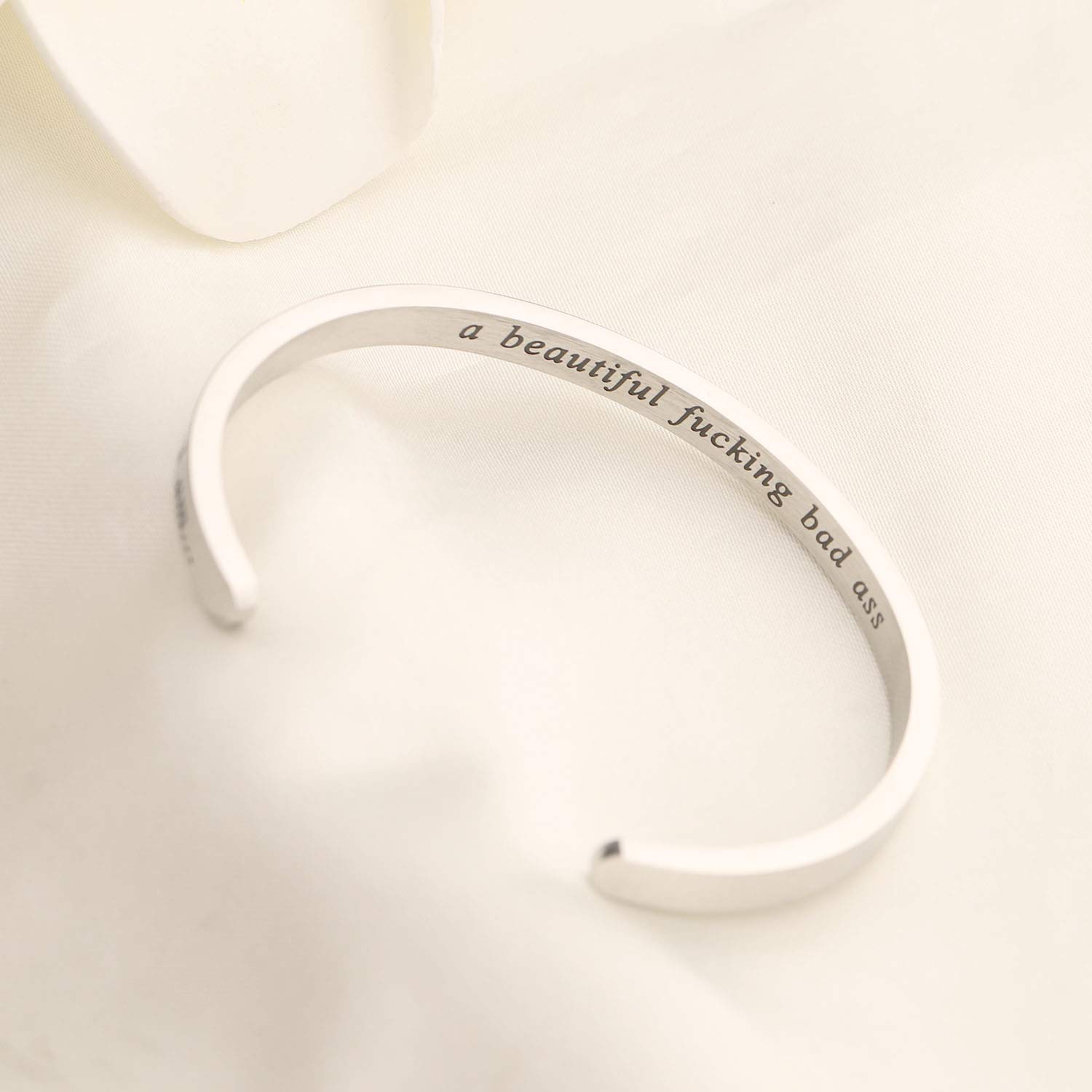 bobauna I Am Beautiful Fucking Badass Cuff Bangle Bracelet Motivationa Secret Message Jewelry Inspirational Gift For Her (fucking badass bracelet)