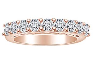 affy 1 1/5 carat round shape white natural diamond engagement wedding band ring in 14k solid rose gold (1.20 cttw) ring size-5