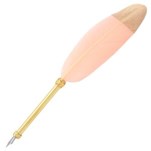 gullor vintage feather quill pen, nuture feather dip pen with gift box, pink