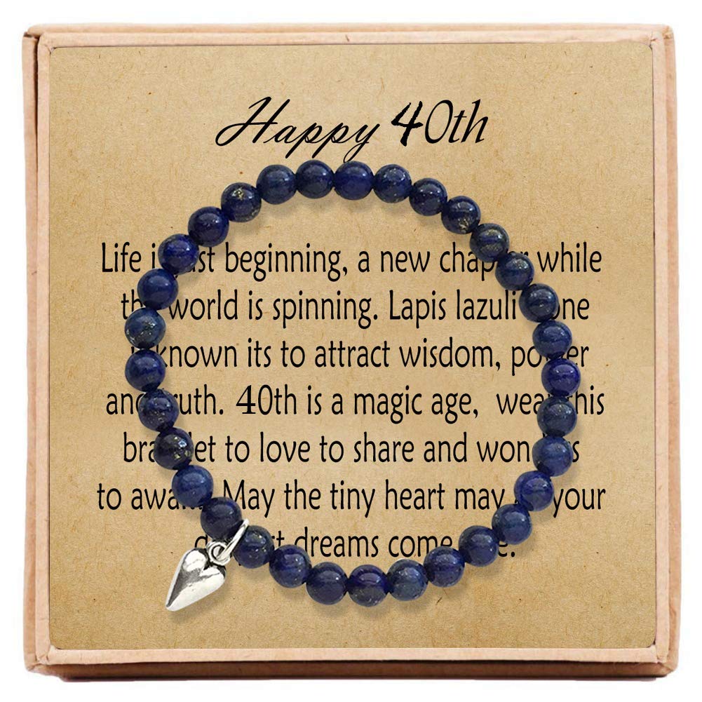 OFGOT7 40th Birthday Gifts for Women Turning 40 – Bead Bracelet with Message Card & Gift Box - Fortieth